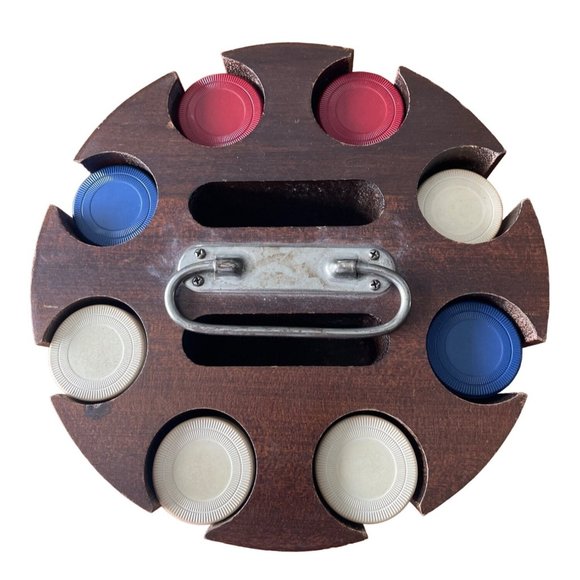 Unbranded | Party Supplies | Vintage Wooden Poker Chip Carousel 2 Deck ...